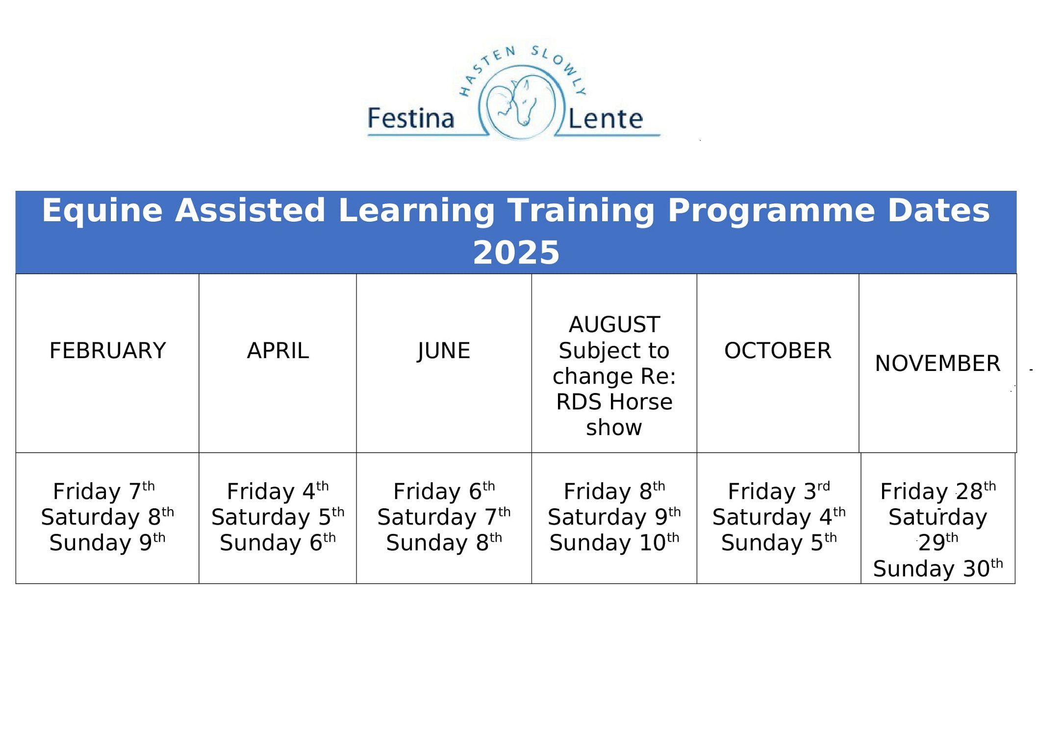 Equine Assisted Learning Facilitator Training Programme | Festina Lente ...